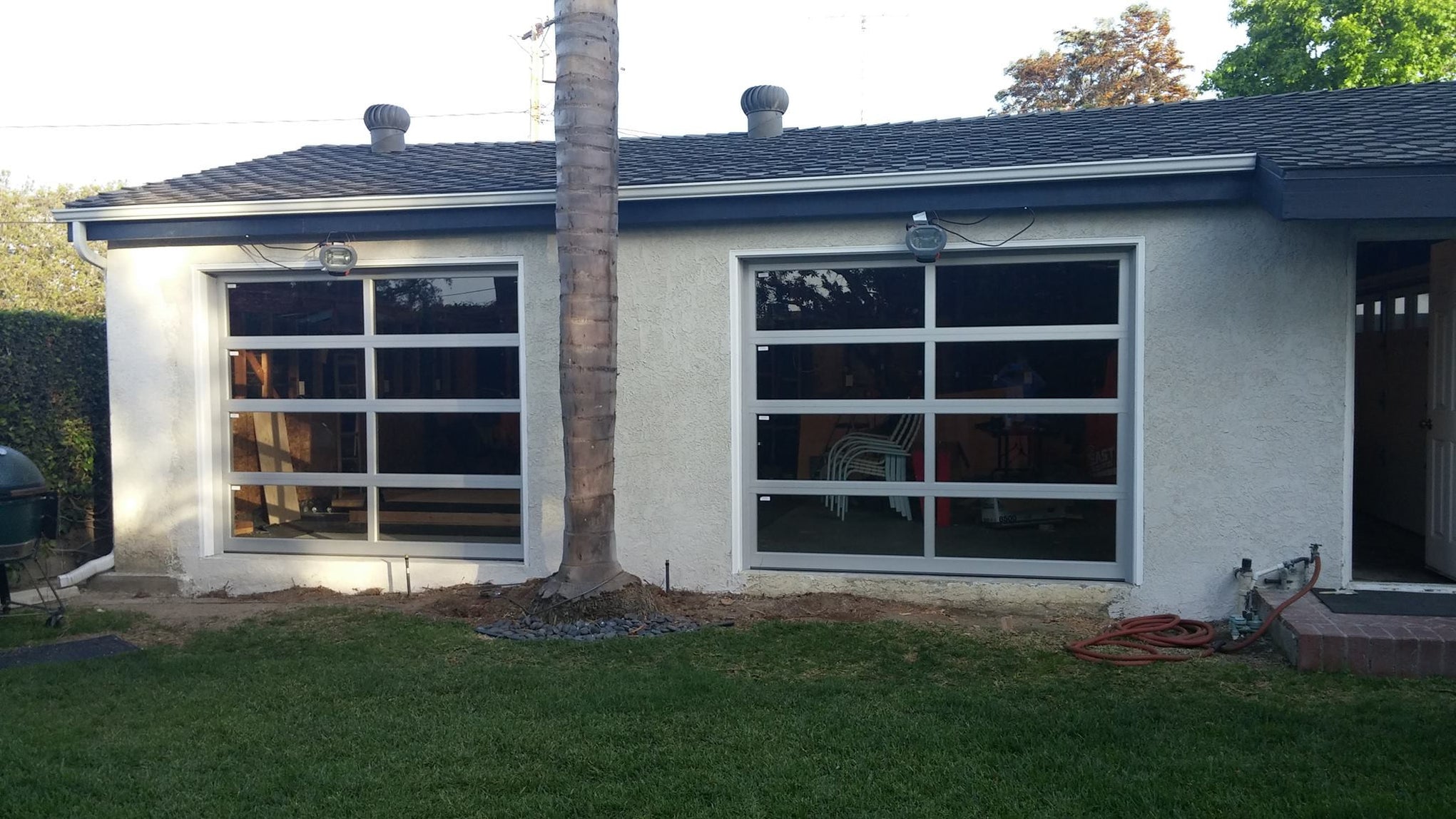 Contemporary Aluminum & Clear Tempered Modern Glass Garage Door — Lux ...