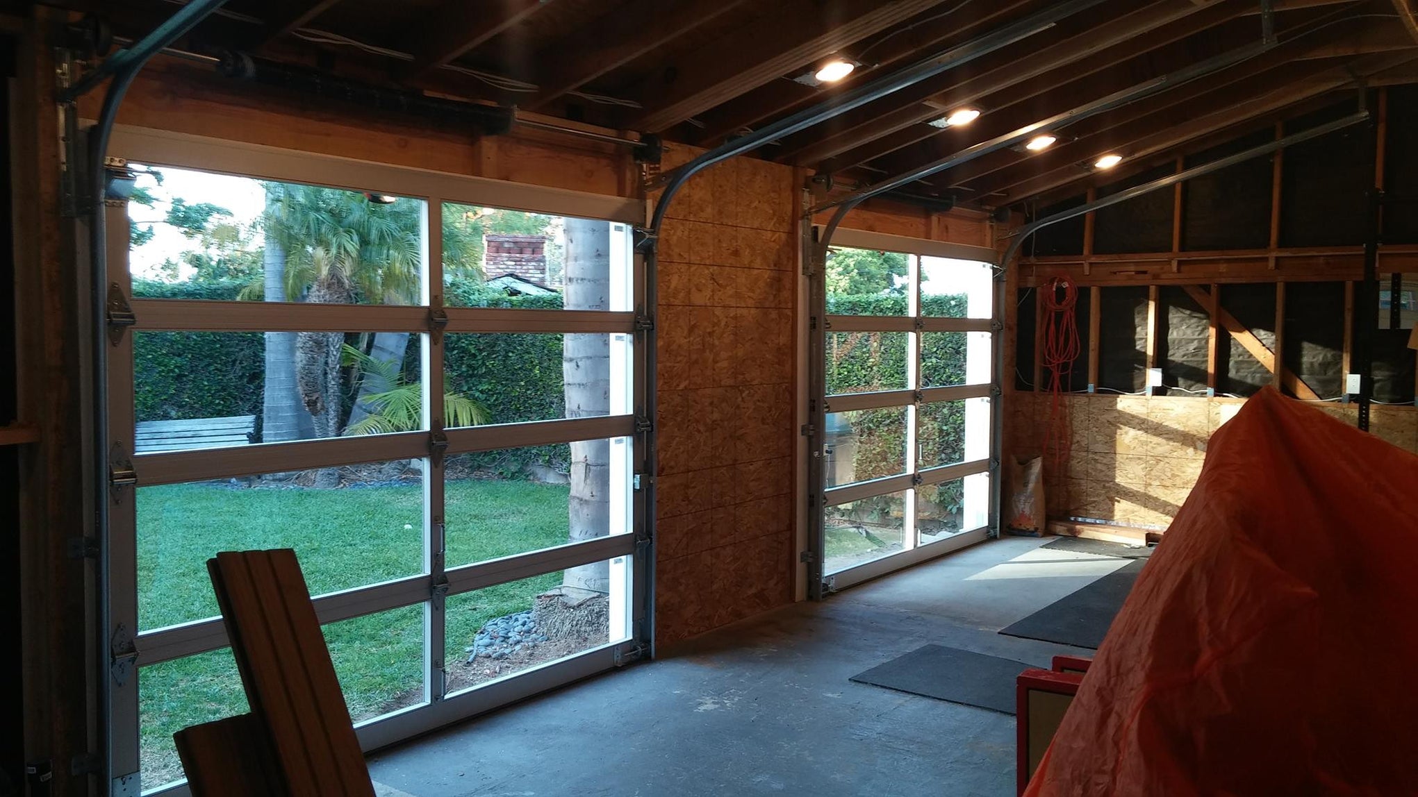 Contemporary Aluminum & Clear Tempered Modern Glass Garage Door — Lux ...