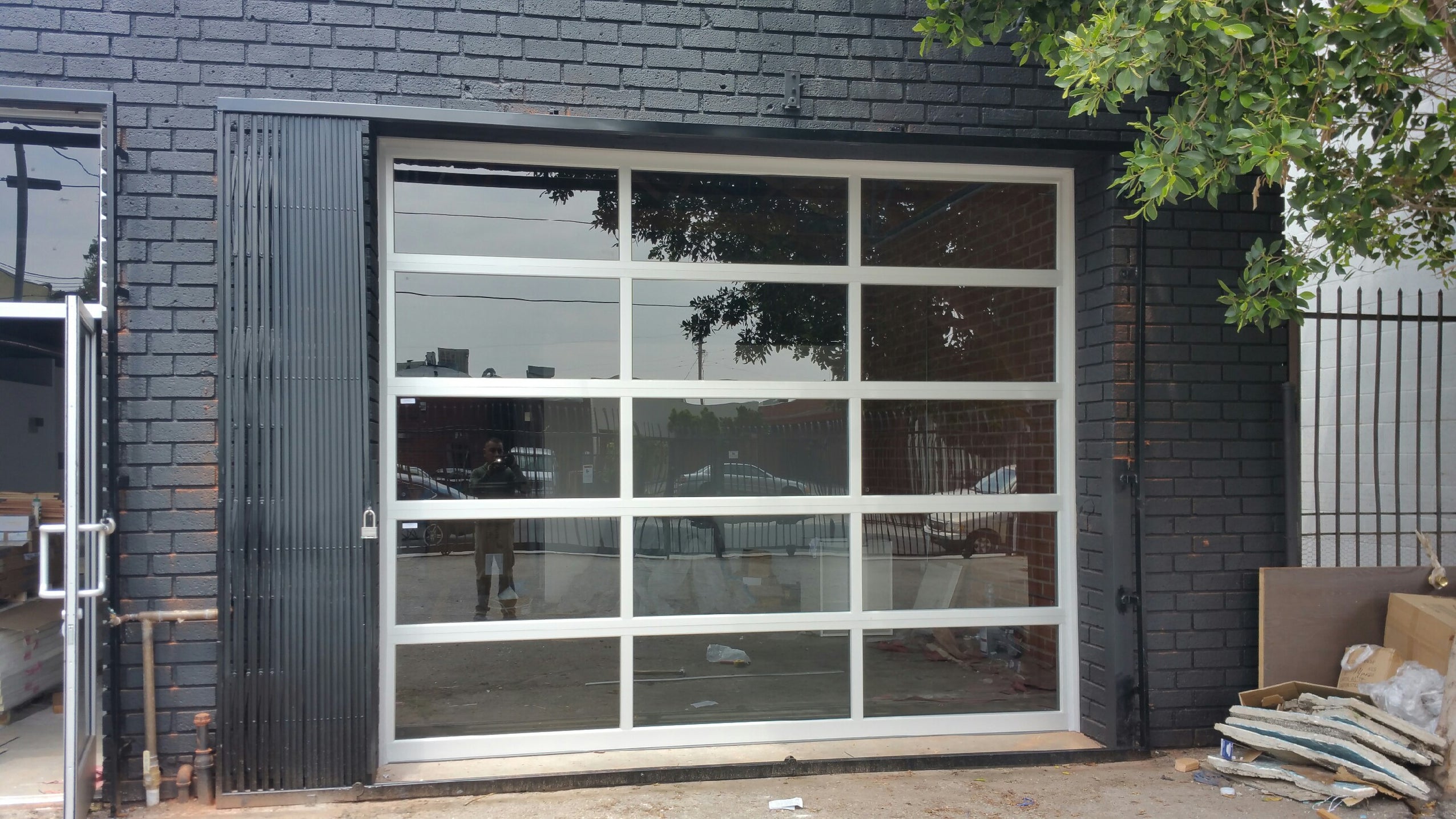 Contemporary Aluminum & Clear Tempered Modern Glass Garage Door — Lux ...