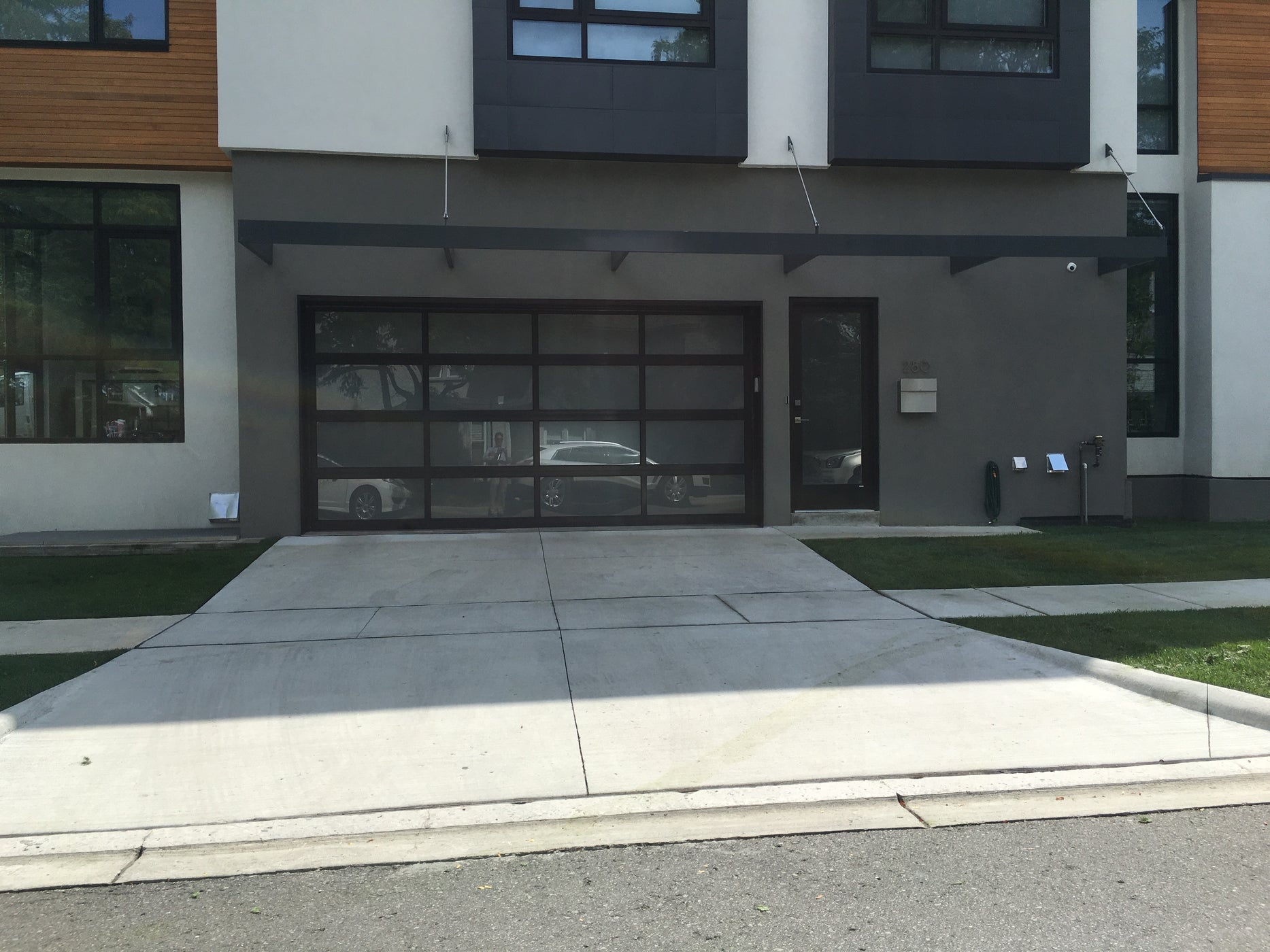 Contemporary Aluminum & Frosted Tempered (Privacy) Glass Garage Door ...